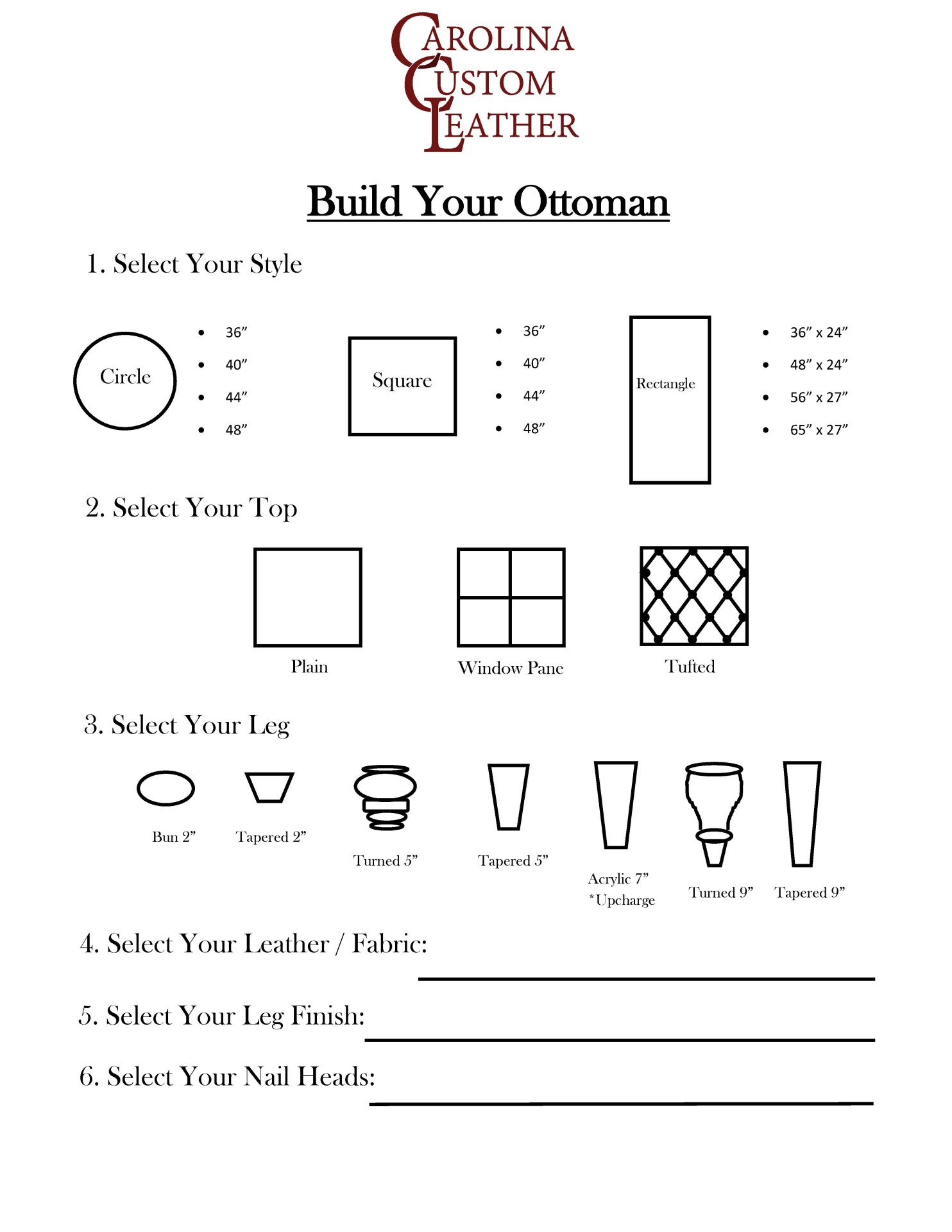 Build Your Ottoman Program | Carolina Custom Leather
